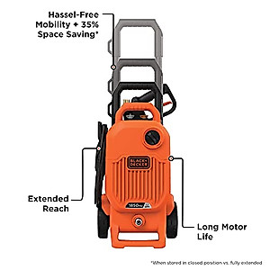 BLACK+DECKER Electric Pressure Washer, Cold Water, 1850 PSI, 1.2 GPM (BEPW1850)