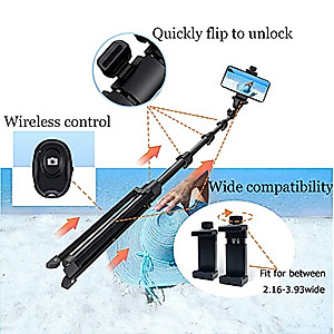 Selfie Stick Tripod, 64 inch Extendable Tripod Stand Phone Tripod Camera Tripod Wireless Remote Shutter Compatible with iPhone 13 12 11 pro Xs Max Xr,Android/Cameras