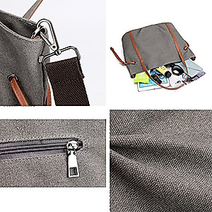 Canvas Shoulder Handbag Tote Bags for Women Top Handle Satchel Handbags Messenger Bag Purse with Adjustable Shoulder Strap (Khaki)