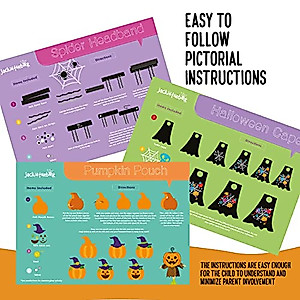 jackinthebox Halloween Crafts for Kids | Contains 6 Chunky Craft Projects | Great Halloween Costume for Kids | Incl. Halloween Cape, Pumpkin Pouch, Skeleton Glove, Bat Mask, Spider Hat & Recipe Only
