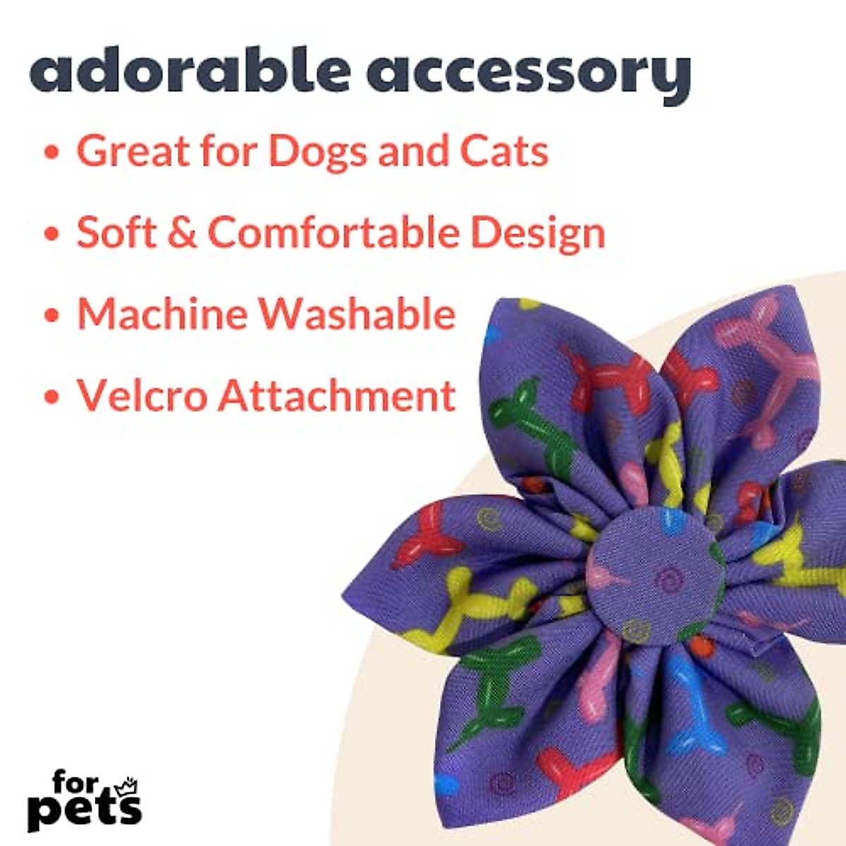 H&K Pet Pinwheel | Balloon Doggy (Small) | Birthday Velcro Collar Accessory for Dogs/Cats | Fun Pet Pinwheel Collar Attachment | Cute, Comfortable Pet Accessory