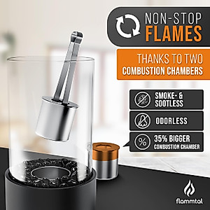 Flammtal - Freestanding Fire Pit [8h Burning Time] - Large Standing Ethanol Fireplace for Indoor & Outdoor - Smokeless Fire Pit with Adjustable Flame - Portable Indoor Fire Pit - Patio Fire Pit