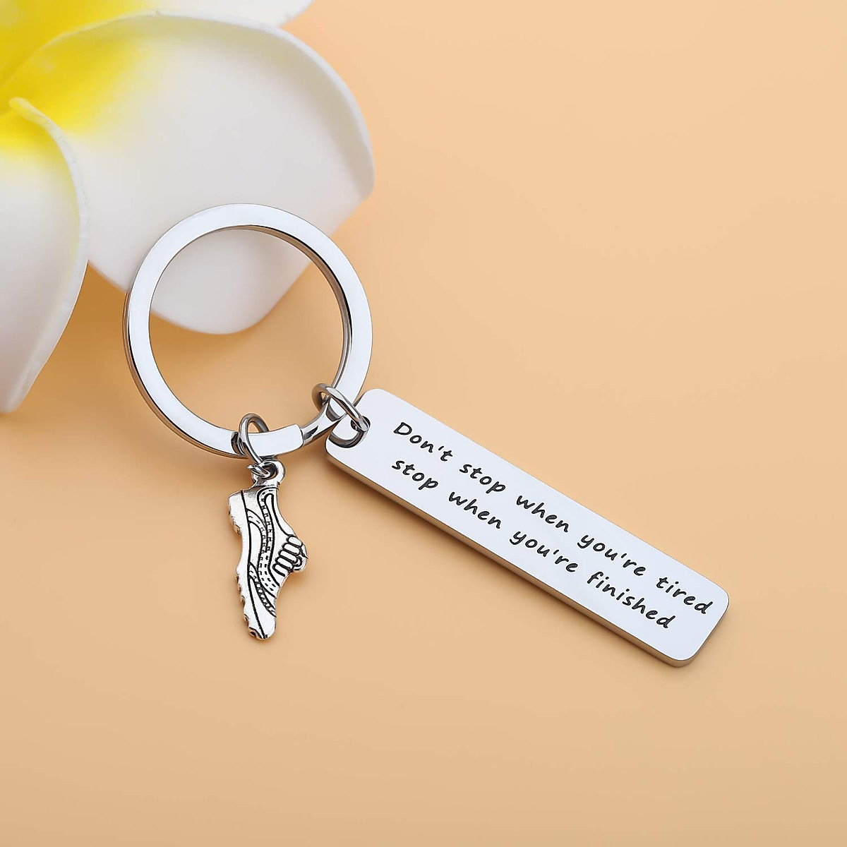 HOLLP Runner Keychain Runner Gifts Don’t Stop When You’re Tired Stop When You’re Finished with Running Shoe Charm Keychain Marathon Gifts Runnner Jewelry (Keychain)