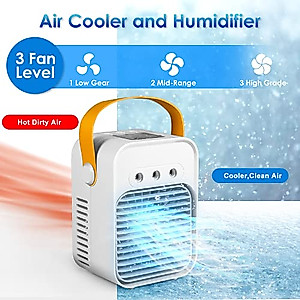 Portable Air Conditioner, Personal Air Cooler, USB Air Conditioner Fan with 3-Speed, Quiet Air Cooler Misting Fan with Handle for Home Room Office