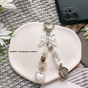 Meefisher White Bear Y2K Aesthetic Accessories Gift Keychain Cute Love Heart Keyring for Girl Women Bag Charms Pendant, Kawaii Jewelry Gifts