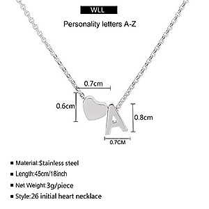 Tiny Gold Silver Love Heart Initial Necklace Personalized Dainty Letter Necklace Name Jewelry for Women Birthday Gift(silver J)