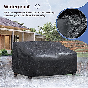 Outdoor Furniture Covers Waterproof, Gorpche 3-seater Outdoor Sofa Cover, Heavy Duty Lawn Patio Furniture Covers with Upgrade Fastener Windproof Buckle Straps, Outdoor Couch Cover - 60"W x 34"D x 30"H