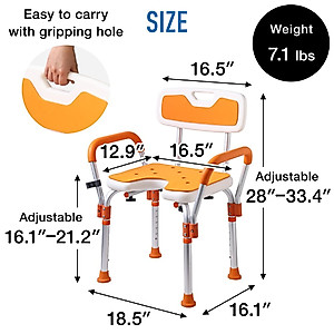 Shower Chair for Inside Shower, Japard 400 lbs Heavy Duty Bath Chair with Arms and Shower Head Holder, Medical Shower Seat, Bath Stool Safety Shower Bench for Elderly