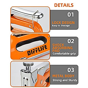DIFFLIFE Staple Gun Heavy Duty, YEAHOME 4-in-1 Stapler Gun with 2400 Staples, Manual Brad Nailer Power Adjustment Stapler Gun for Wood, Crafts, Carpentry, Decoration DIY