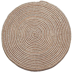 Hand Woven Round Area Rugs Living Room Bedroom Study Computer Chair Cushion Base Mat Round Carpet Lifts Basket Swivel Chair Pad Coffee Table Rug(2' Round, Light Camel)