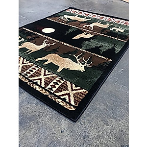 Carpet King Cabin Style Area Rug Country Lodge Elk Deer Wildlife Design 382 (7 Feet 7 Inch X 10 Feet 6 Inch)