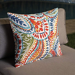 COSIEST Outdoor Furniture Add-on Armless Chair for Expanding Wicker Sectional Sofa Set w Warm Gray Thick Cushions, 1 Floral Fantasy Pillow for Garden, Pool, Backyard