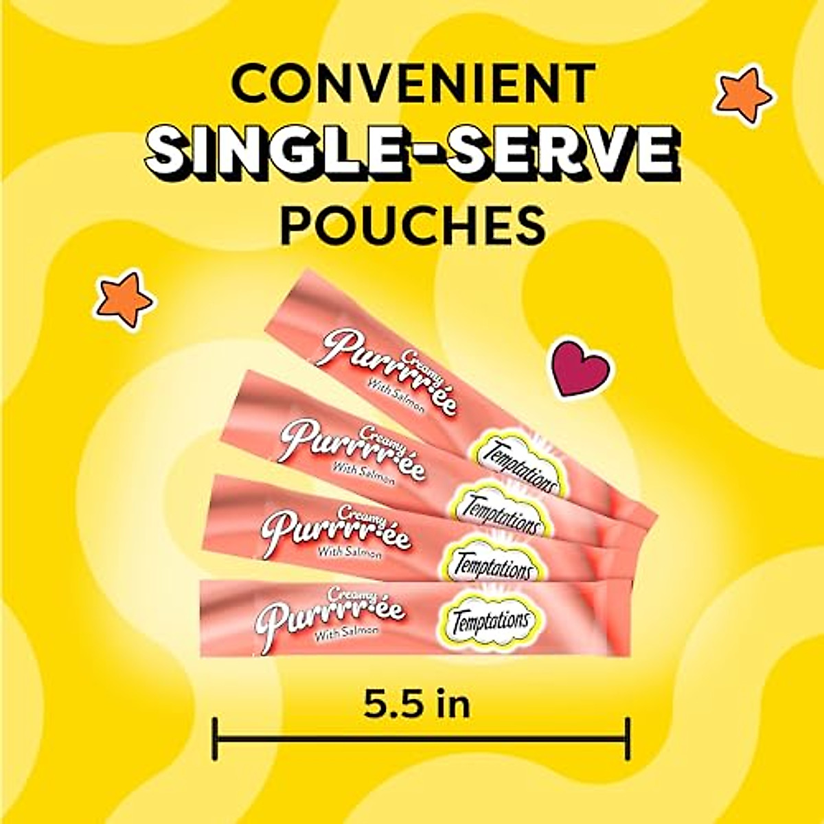 Temptations Creamy Puree with Salmon Lickable, Squeezable Cat Treats, 0.42 Oz Pouches, 16 Count