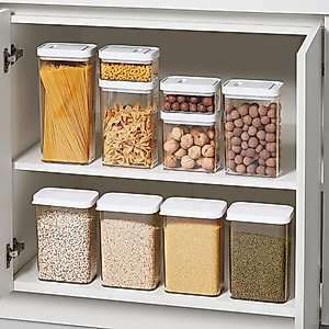 vacane Pump-Lock Airtight Food Storage with Detachable Lids, 0.38/0.99/1.63Qt Plastic Cereal Containers, Stackable Kitchen Storage Containers Set for Flour Snack Sugar Coffee, Dishwasher Safe