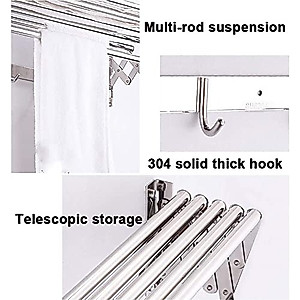 CHICTI Wall Mounted Clothes Drying Rack Stainless Steel Space Saving Home Folding for Laundry Room/Bathroom Tower Compact Sleek Design 43kg Capacity (Size : 60x30cm/24x12in)