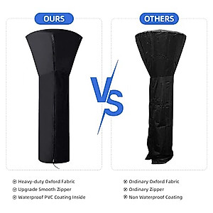 ANSTROUT 420D Patio Heater Cover Waterproof with Zipper, Outdoor Patio Propane Heater Cover for Any Season Large Size: 89”H x 33”Dx19”B Round Patio Heater Cover for Bad Weather (Black)