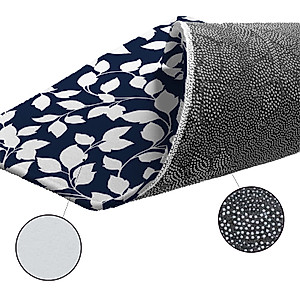 Carosoffe White Leaf Kitchen Rug 2 PCS, Non-Slip Soft Absorbent Standing Mats for Kitchen Bathroom Living Room Laundry Room Runner Rug Set Spring Botanical Silhouette Navy Blue 20x31.5+20x47