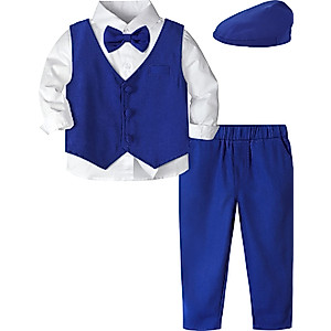 A&J DESIGN Baby Boy Gentleman Outfit Toddler Formal Wedding Dress Suits 18-24 Months Royal Blue