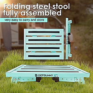 Aluminum Folding Platform Steps for RV, Height Adjustable RV Steps Support Up to 1000 lbs. Anti-Slip Surface(Seafoam Green)
