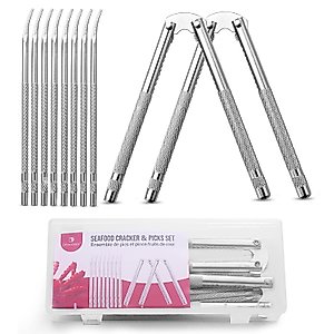 Drincarier Lobster Crackers and Picks Set, 10-Piece Crab Leg Cracker Tools - Stainless Steel Seafood Crackers & Forks Nut Cracker Set - Dishwasher Safe