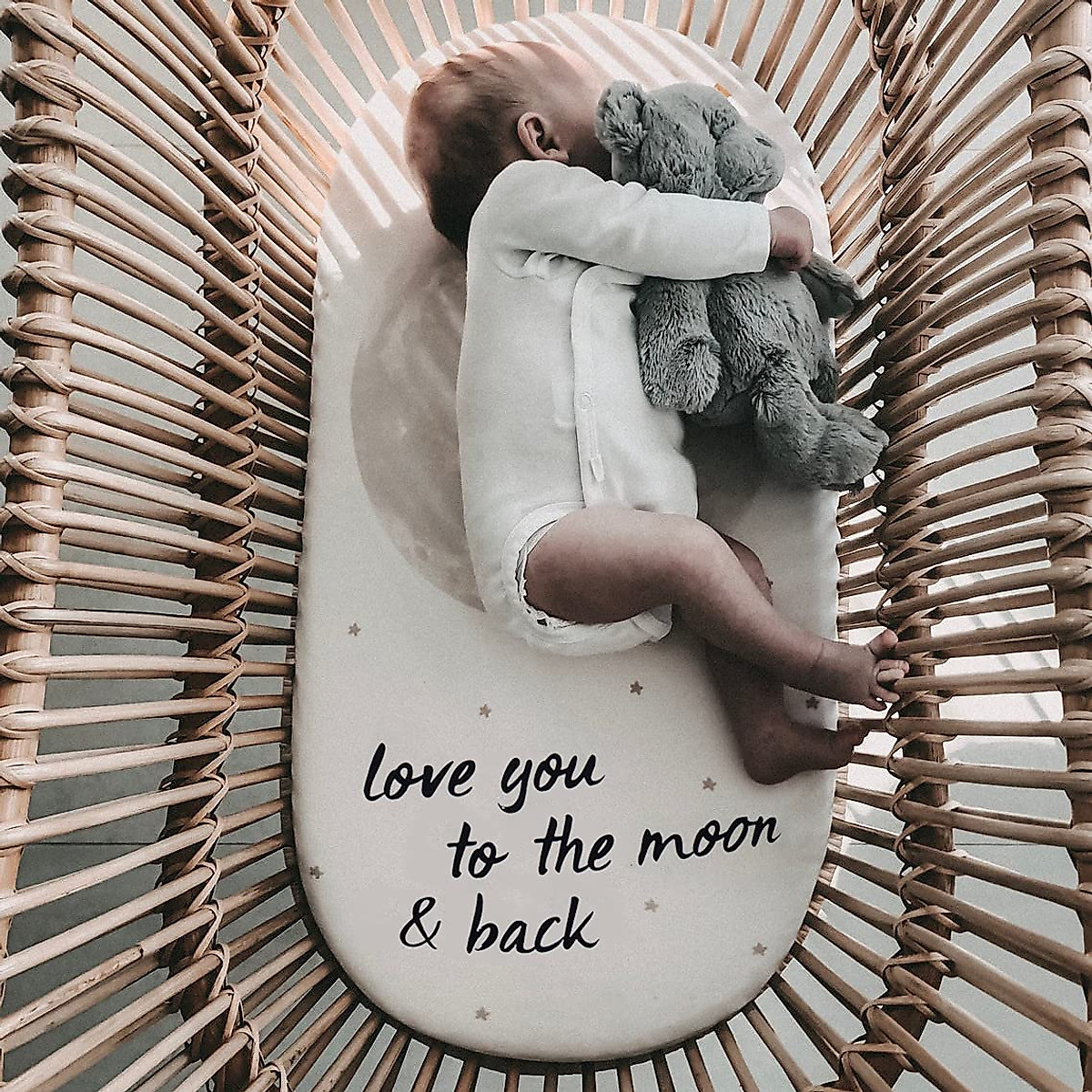 2 Pack Stretch Bassinet Sheet Moses Basket Sheet, Neutral Cradle Sheet for Bassinet Pads/Mattress, for Boys Girls (Black)