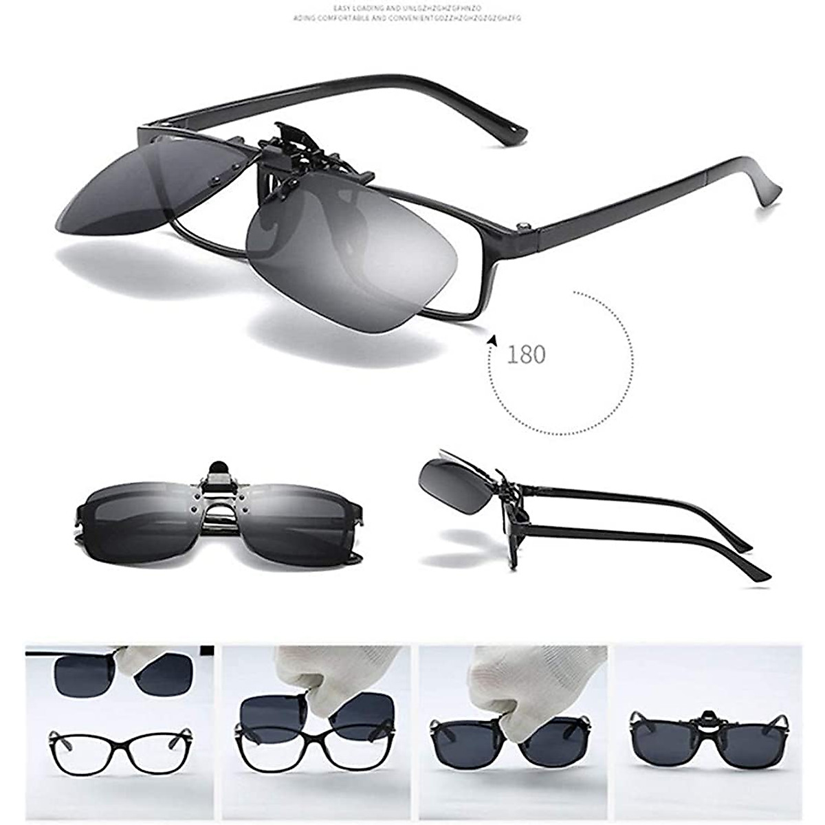 RuiJinGen Clip on sunglasses over the prescription glasses Polarized Lens UV Protection Flip Up Rimless Sunglasses 8 Pack