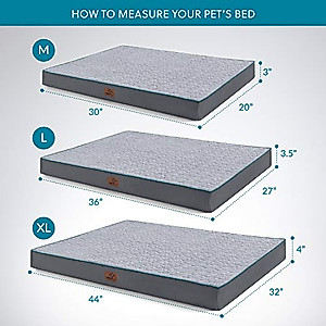Bedsure Large Orthopedic Dog Bed for Large Dogs - Memory Foam Dog Beds, 2-Layer Thick Pet Bed with Removable Washable Cover and Waterproof Lining (36x27x3.5 Inches), Dog Mattress, Grey