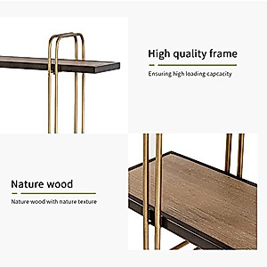 Oakrain Floating Shelves Wood, 32" Industrial Wall Shelves with Metal Frame for Bedroom, Living Room, Bathroom, Kitchen, Bar, Gold