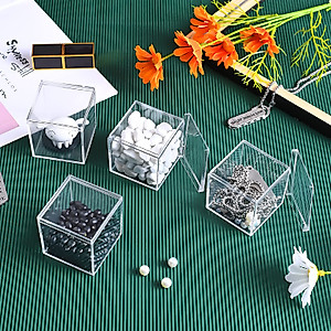 Dayaanee Clear Acrylic Box with lid, 4 Pack Plastic square cube containers Storage Box 3.9x3.9x3.9 Inch/100X100X100mm for Candy Pill and Tiny Jewelry