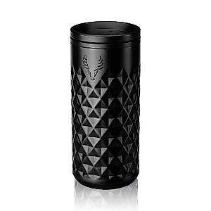Viski Paragon Insulated Cocktail Tumbler, Insulated Highball Glasses Stainless Steel Highball Glasses with Ceramic Coating 16oz Black Set of 1