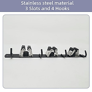 Over the Door Broom and Mop Holder，Drilling Free Mop and Broom Holder Wall Mount with 2 Over Door Hooks，Metal Mop and Broom Holder for Laundry Room, Garage, Kitchen, Closet, Bathroom