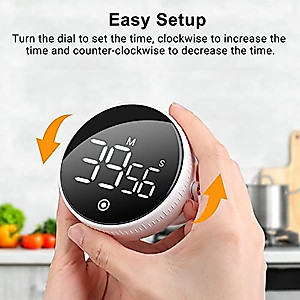 HOOMIL Timer, [Easy to use][Easy to Read] Kitchen Timer, Magnetic Digital Visual Timer, with Mute/Loud Alarm Switch Classroom Timer for Cooking, Baking, Sports, Games, Office - White