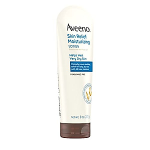 Aveeno Skin Relief Moisturizing Lotion for Very Dry Skin with Soothing Triple Oat & Shea Butter Formula, Dimethicone Skin Protectant Helps Heal Itchy, Dry Skin, Fragrance-Free, 8 fl. oz