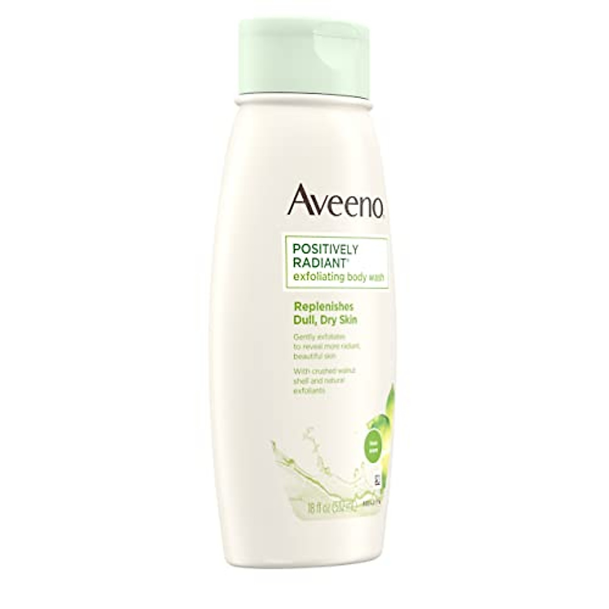 Aveeno Positively Radiant Exfoliating Body Wash with MoistureRich Soy Complex Crushed Walnut Shell for Dry, Dull Skin, SoapFree, DyeFree Hypoallergenic Formula 18 fl, 54 Fl Oz, (Pack of 3)