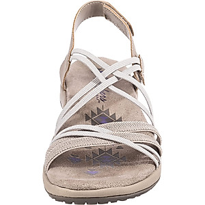 Skechers Women's Reggae Slim-Takes Two Flat Sandal, Taupe, 6 Wide