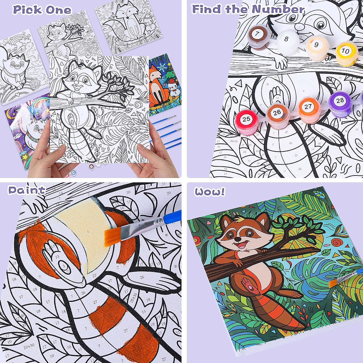 Wings Giant Paint by Numbers Framed, 3 Pack Painting Kit for Kids DIY Printed Canvas, Paint by Numbers for Kids Ages 8-12 9-12 4-8, Christmas Gift for Kids, Art Supplies & Arts and Crafts for Kids