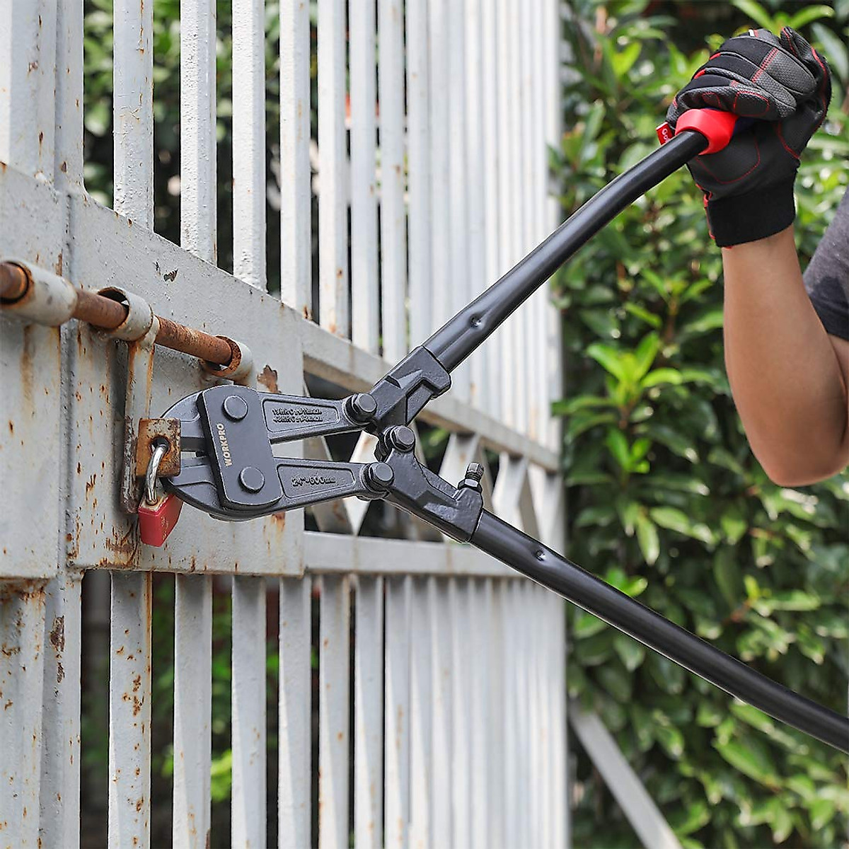 WORKPRO Bolt Cutter, 24-Inch, Chrome Vanadium Steel Blade for Cutting Pad Locks, Soft metal,Rivets and Chain, Bi-Material Handle with Soft Rubber Grip, W017015A