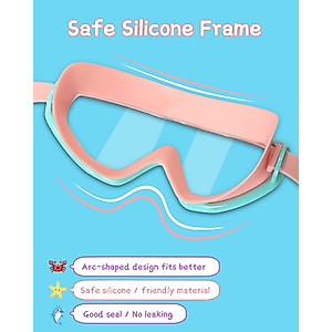 Water Space 2 Pack Swim Goggles Swimming Goggles for Kids Youth Girls Boys Aged 3-6 4-7 6-14 8-12, Toddler Goggles Anti-fog Waterproof Clear Anti-fog Wide Vision, Pool Underwater Goggles No-Leaking