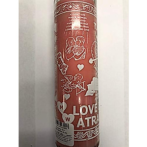 Love Drawing Talisman Unscented Pink Pillar Candle in Glass