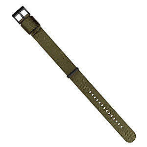 BARTON WATCH BANDS, 24mm Army Green - Elite NATO® Style Watch Strap - Black Buckle - Seat Belt Nylon Watch Bands