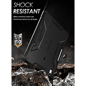 Poetic Revolution Case Designed for iPad 10.9 10th Gen (2022), Full-Body Rugged Shockproof Protective Cover with Kickstand and Built-in-Screen Protector, Only Applicable to iPad 10th Generation, Black