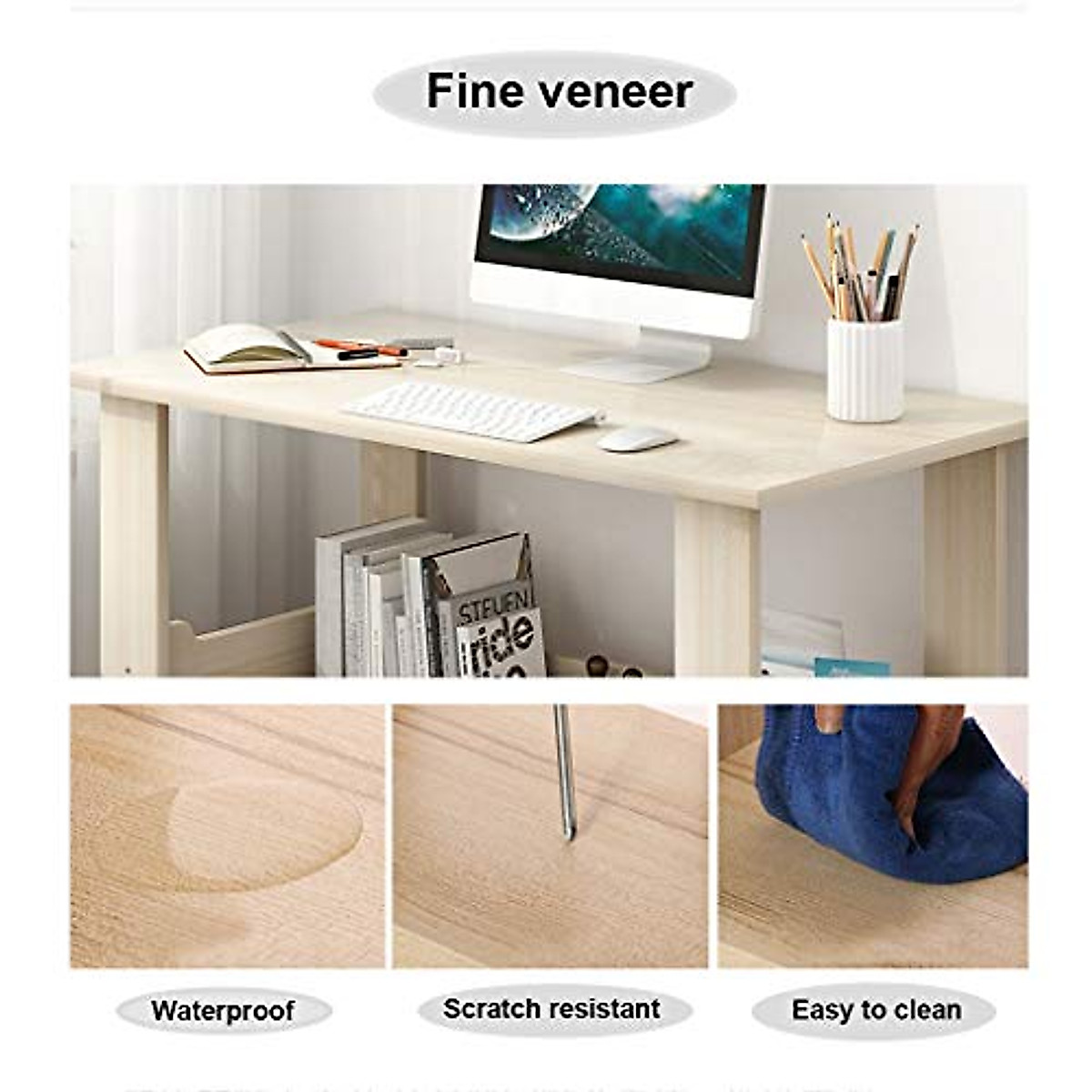 Computer Desk,Home Office Computer Desk, Indoor Laptop Office Desk Study Table Desktop Home Desktop Computer Desk Bedroom Laptop Study Table Office Desk Workstation (Maple Cherry Color)