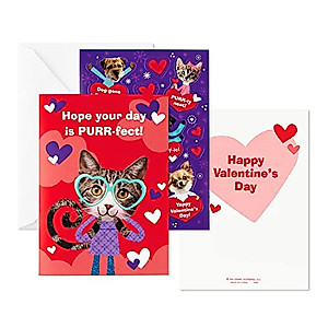 Hallmark Kids Valentines Day Cards and Stickers Assortment, Puppies and Kittens (24 Cards with Envelopes)