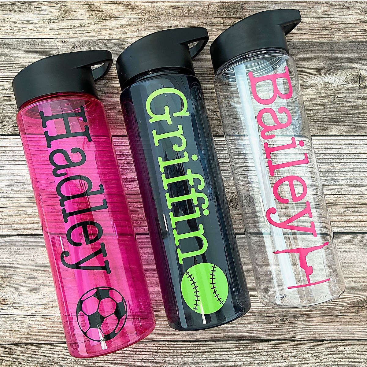 Personalized 24 oz Sports-Themed Water Bottle Tumbler with Custom Vinyl Decal by Avito - Soccer, Volleyball, Baseball, Cheer, Dance, Gymnastics, Ballet, Football, Kids Water Bottle