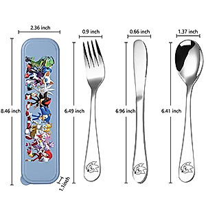 Sonic The Hedgehog ​Gift Set, Sonic Travel Camping Cutlery Set, Sonic Portable Lunch Utensils Set with Box, Knife, Fork, Spoon for School and Home