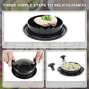 CHIKENCOOP Chicken Shredder with Grinder Function, Robust Handle, Easy Shred for Pork, Beef, 8inch - Heat Resistant, Dishwasher Safe Black