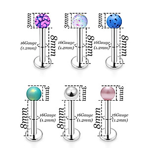 Vsnnsns 16G Lip Rings Stainless Steel Labret Monroe Lip Rings Nail Cartilage Tragus Helix Earrings Studs Ring Medusa Piercing Jewelry For Women Men 8mm