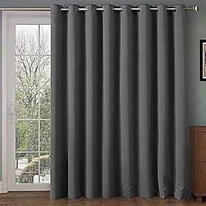 Rose Home Fashion RHF Wide Thermal Blackout Patio Door Curtain Panel, Sliding Door Insulated Curtains,Extra Wide Curtains:100W by 84L Inches-Grey 100W by 84L Inches-Dark Grey (bl-10084-DarkGrey)