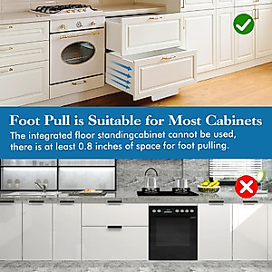JZHLLA Cabinet Foot Pull Trash Cabinet Handle Trash Drawer Foot Pull for Full Overlay Cabinet Door Hands Free Trash Cabinet Opener for Kitchen, Living Room, Bedroom, Laundry Room (1, White)