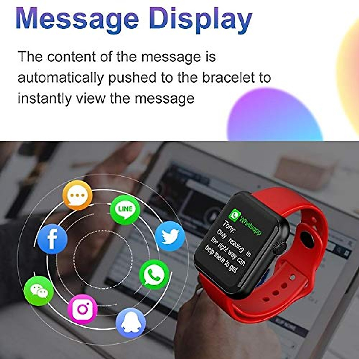 XXXDXDP Smart Watch Blood Pressure Monitor Waterproof Men Women Smartwatch Heart Rate Fitness Tracker Weather Forecast Watch Smart (Color : D)
